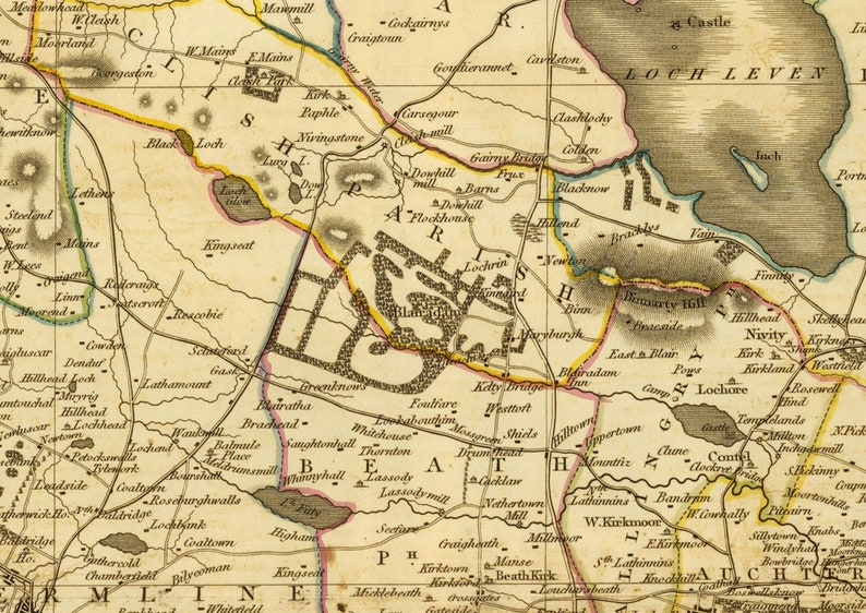 Map of Fife, Scotland 1831 Old Replica Poster Print | Scottish Maps ...