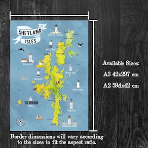 Shetland Isles Map | Pictorial Lighthouse Poster | the Shetlands ...