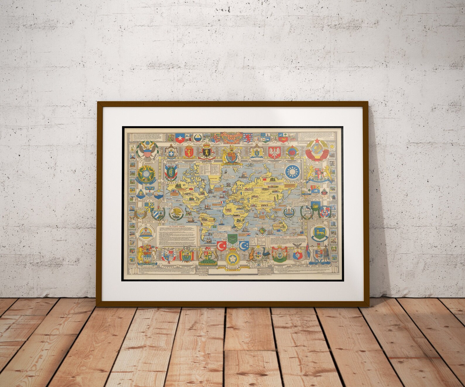 United Nations Map of the World Vintage Map Reproduction - Etsy