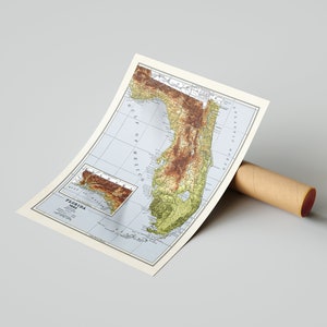 Florida Map - Vintage Style 1882 Elevation Map - 2D Print With 3D ...