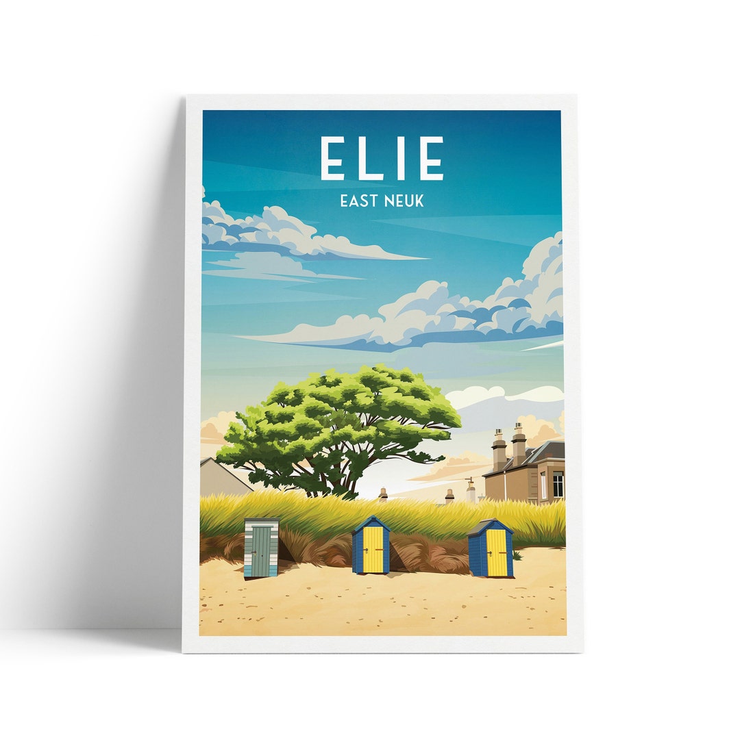 Elie Beach Huts Print - East Neuk - Fife Coastal Path - Travel Poster ...