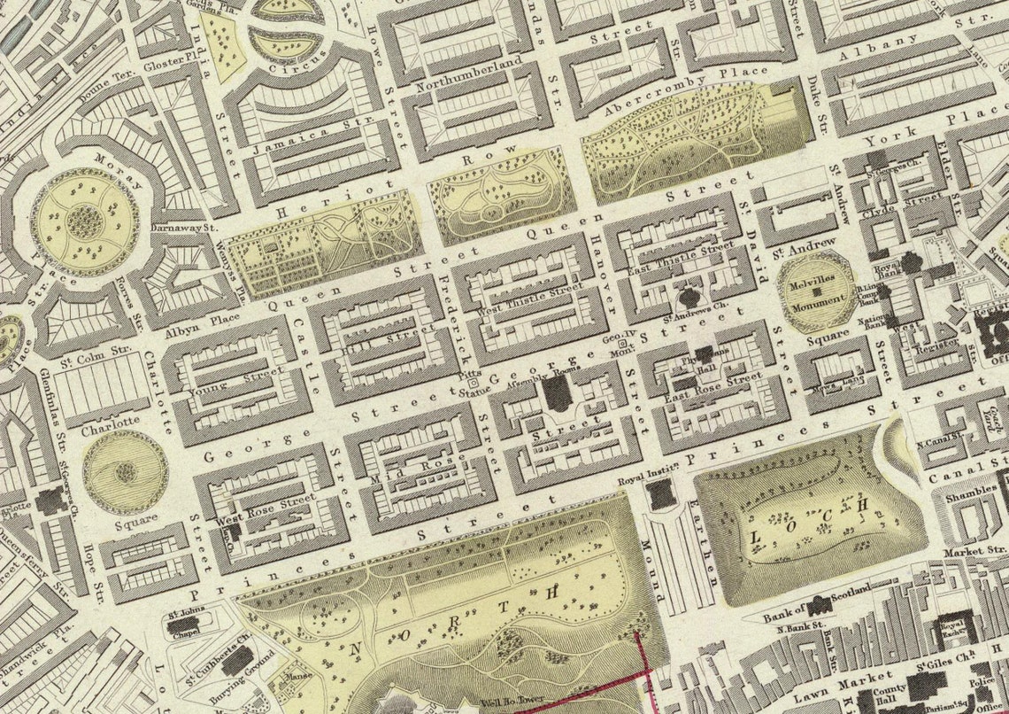 Edinburgh Map Scotland Ancient Map Edinburgh City Plan Map - Etsy UK