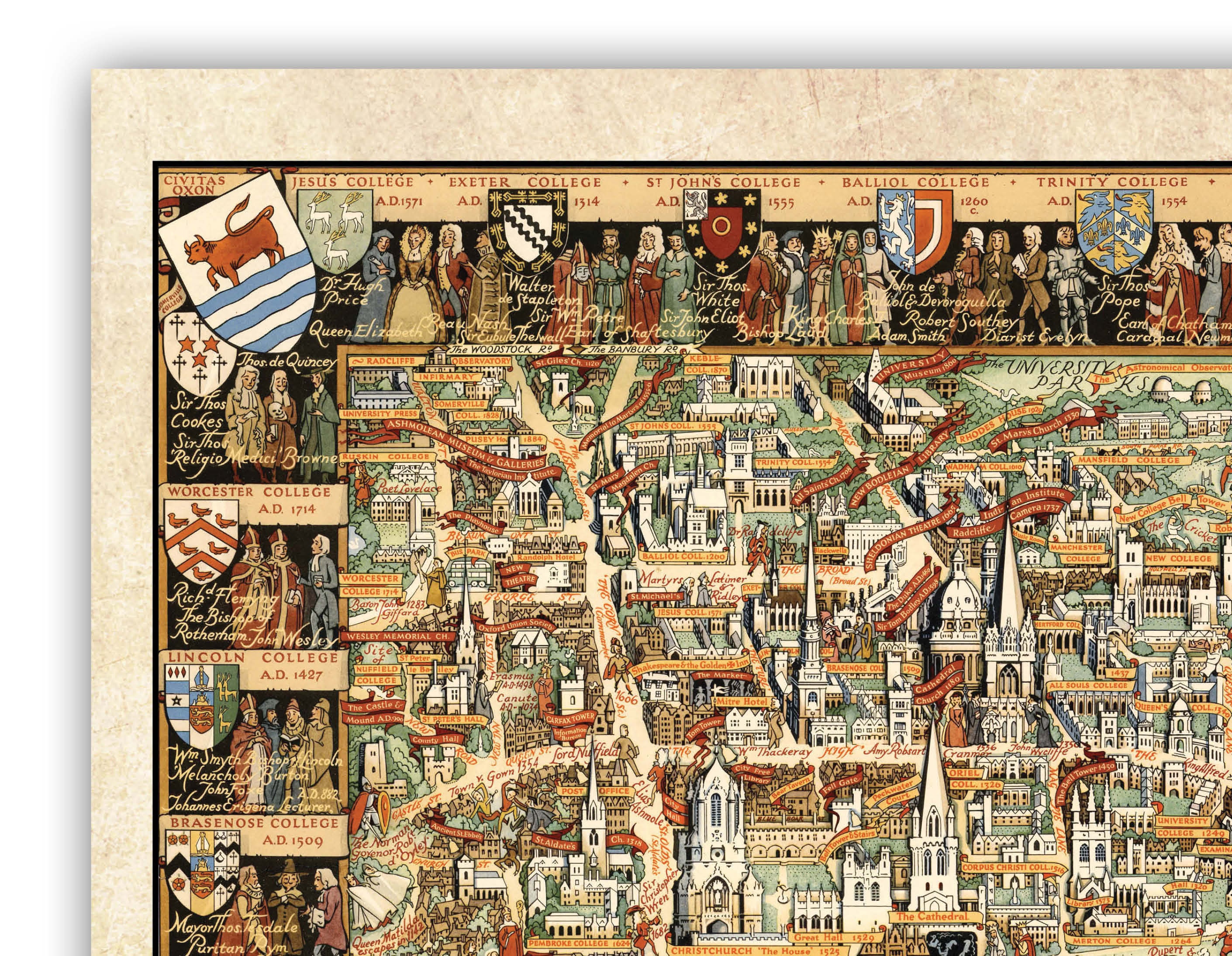 Oxford Pictorial Map Vintage Antique 1948 Old Map Wall - Etsy UK