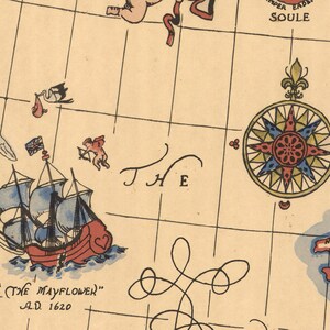 The Pilgrims of the Mayflower| Old Map of England and Holland| Vintage ...