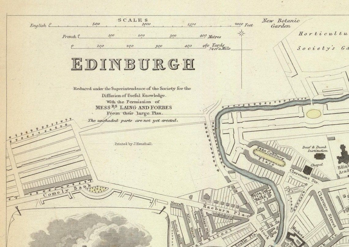 Edinburgh Map Scotland Ancient Map Edinburgh City Plan Map - Etsy UK