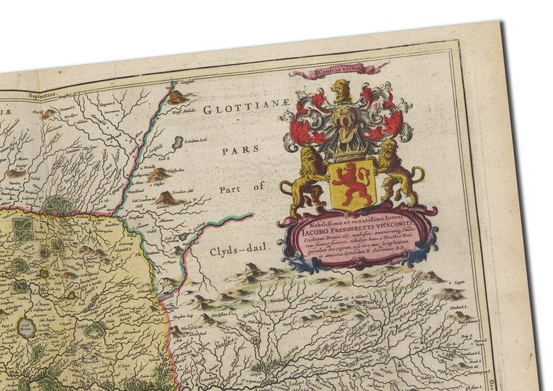 Old Ayr Map Coila Provincia Old Antique Map 1665 Blaeu - Etsy