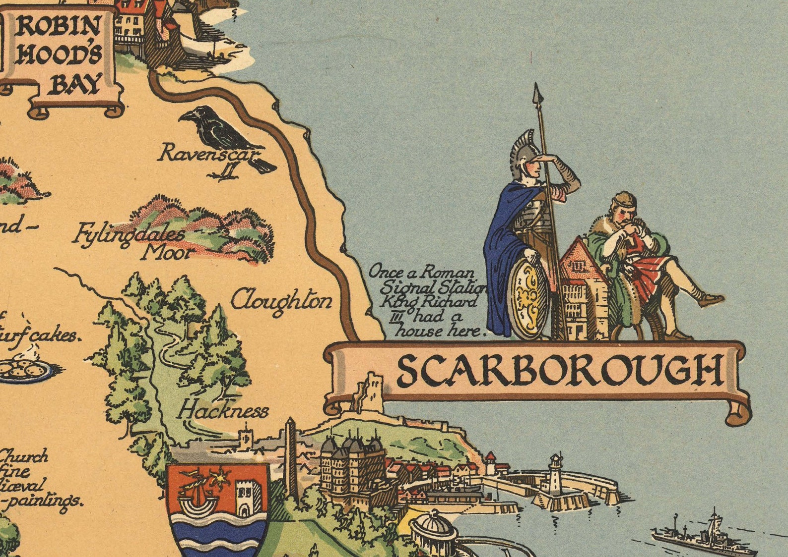 Old Map of Yorkshire | Vintage England | British Map | Pictorial Map ...