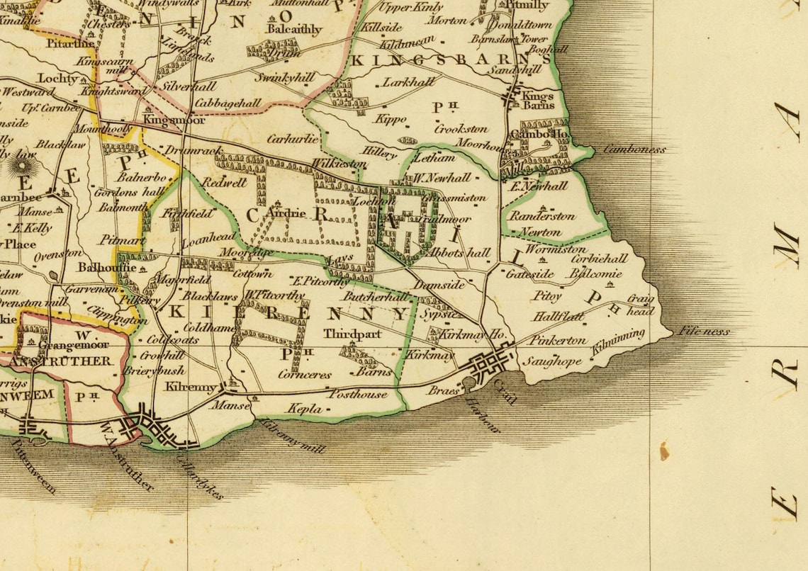 Map of Fife Scotland 1831 Old Replica Poster Print Scottish - Etsy