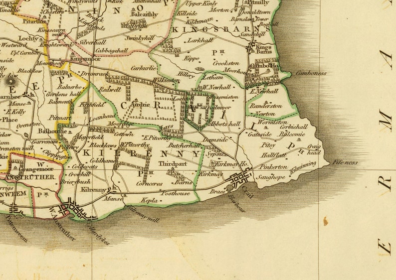 Map of Fife, Scotland 1831 Old Replica Poster Print | Scottish Maps ...