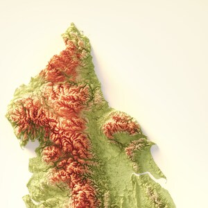 England Art Relief Map - 2D Print - English Geology - 2D Shaded Relief ...