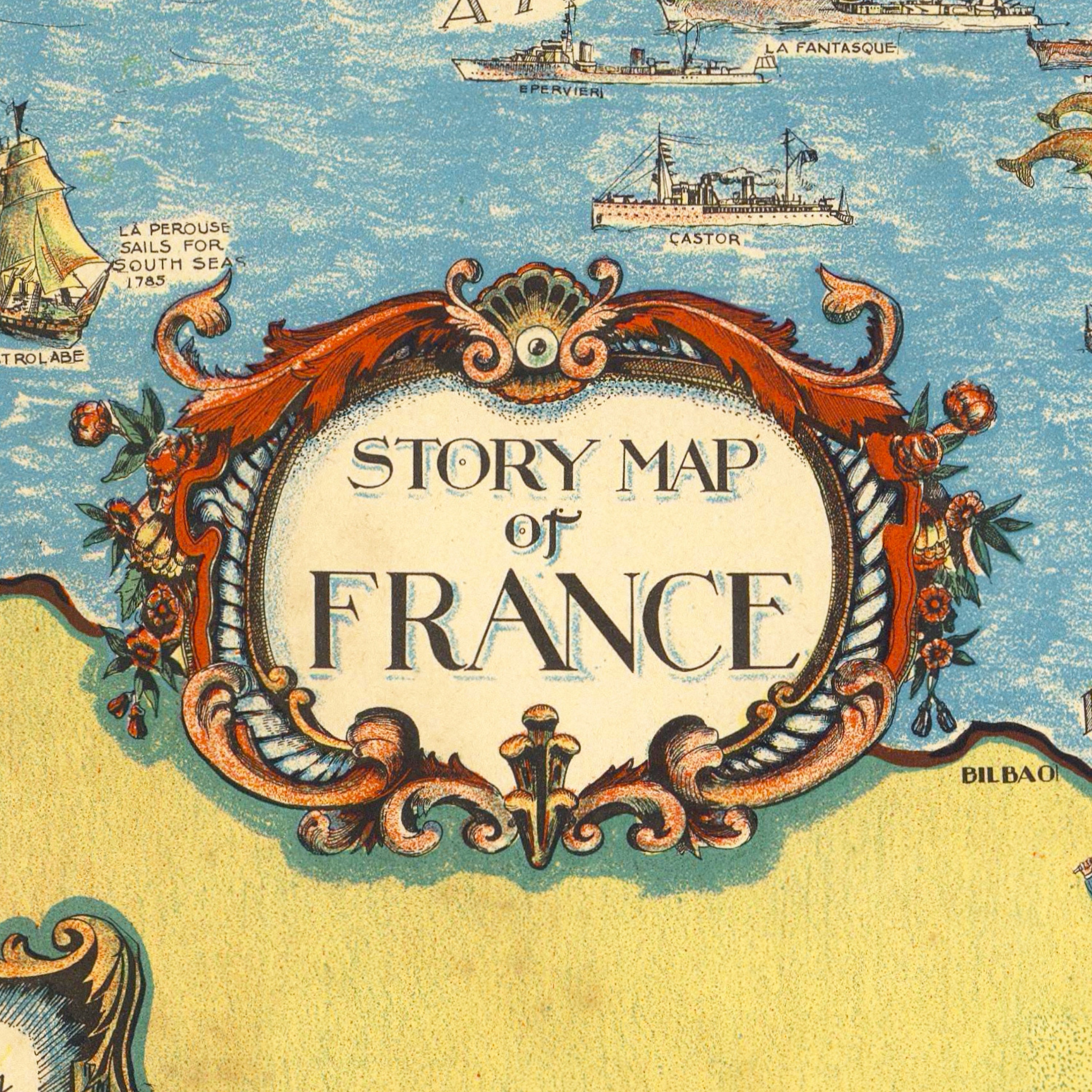 Story Map of France, Pictorial Poster of France, Home Decor ...