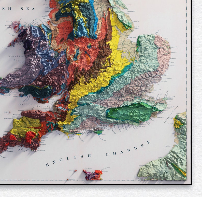 British Islands Geological Map 3D Effect Relief Print 2D - Etsy UK