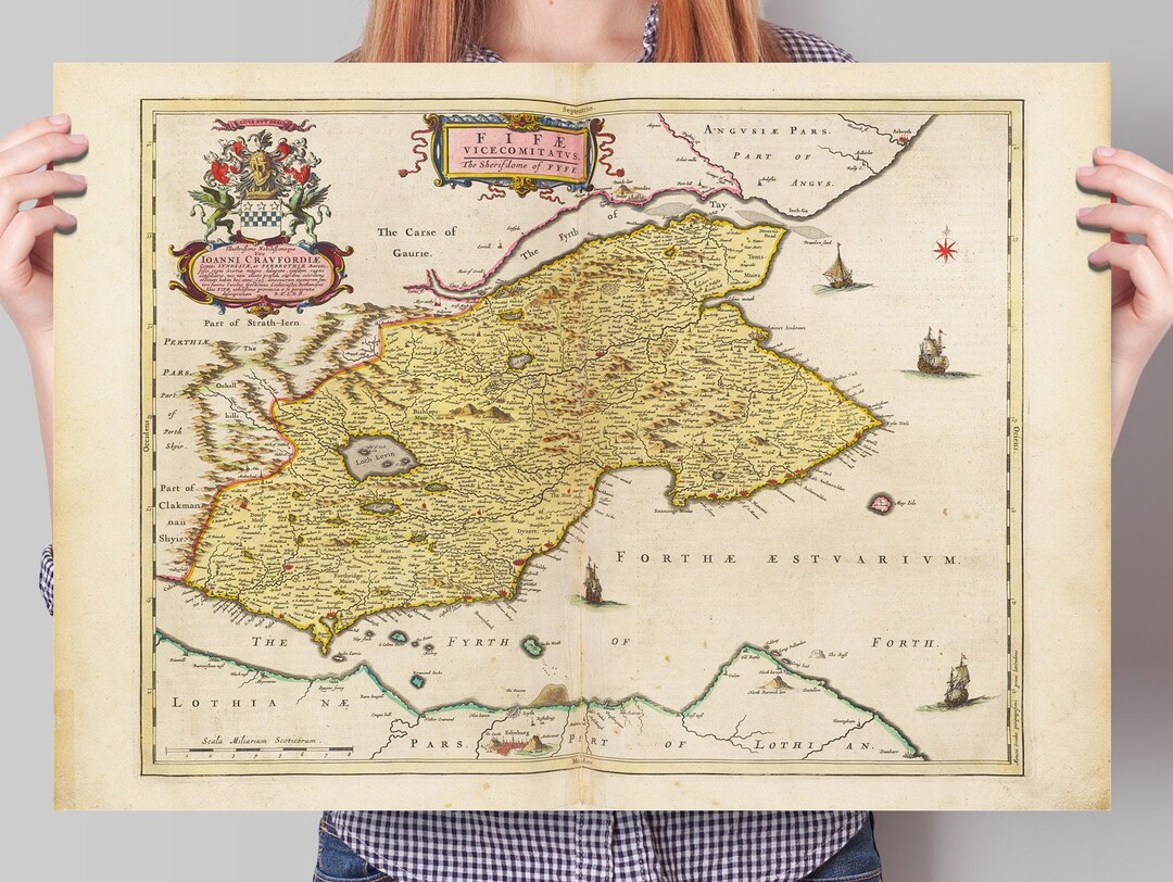 Old Fife Map | Fifae Vicecomitatvs | Ancient Print | 1665 Blaeu Map ...