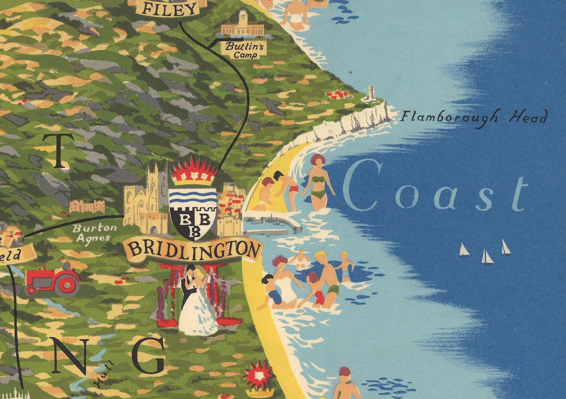 Old Map of Yorkshire Vintage England British Map - Etsy UK