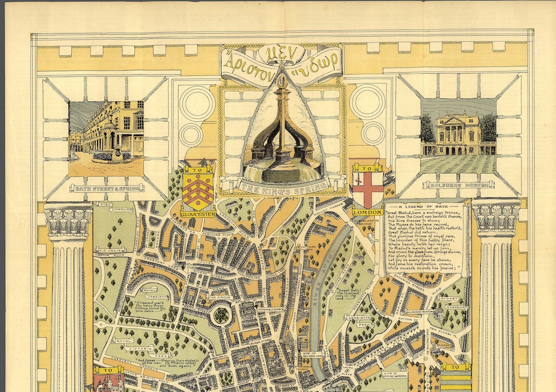 Bath Map Pictorial Map of the Historic City of Bath bath - Etsy UK