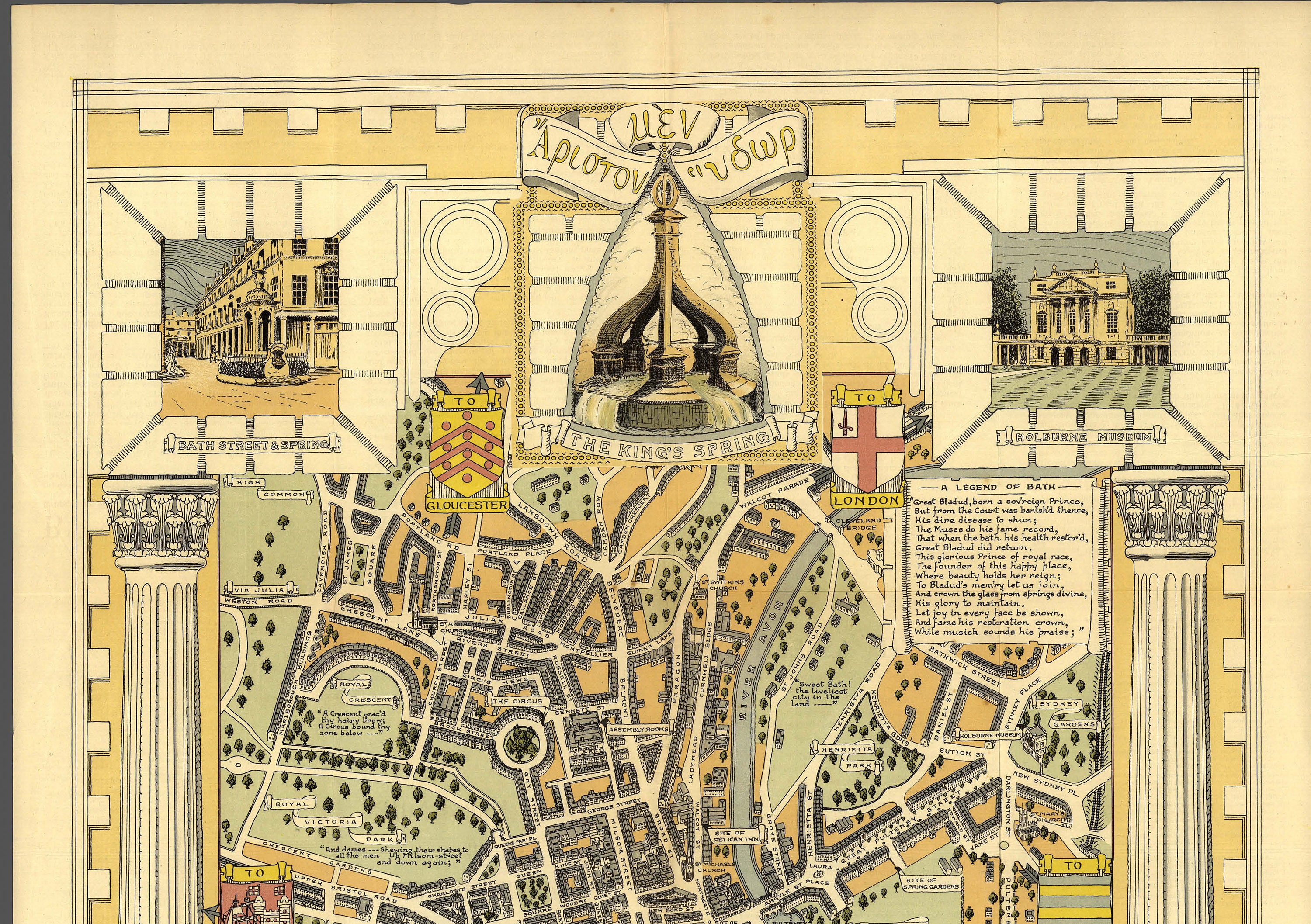 Bath Map - Pictorial Map of the Historic City of Bath -bath Illustrated ...