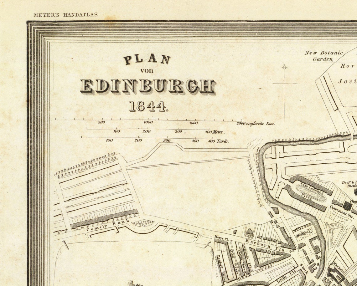 Old Edinburgh Map Plan of the City of Edinburgh Scotland | Etsy UK