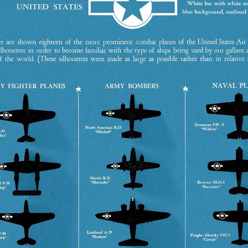 How to Identify Warplanes Poster - Vintage Reproduction - 1943 - Army ...