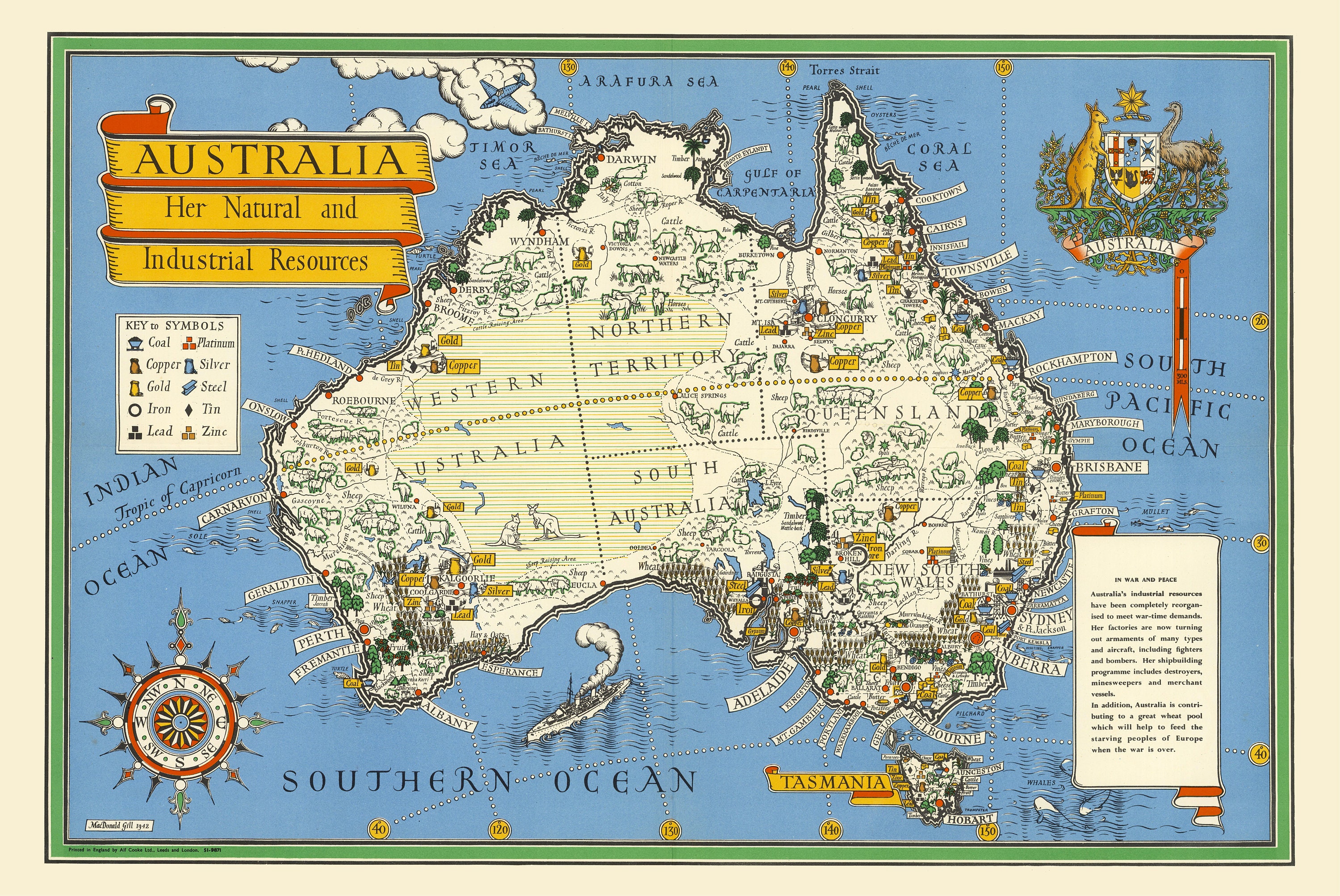 Old Map of Australia Australia Her Natural and Industrial | Etsy