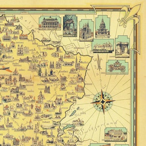 Old Map of France, 1935 Print of France by Ernest Dudley Chase, Home ...