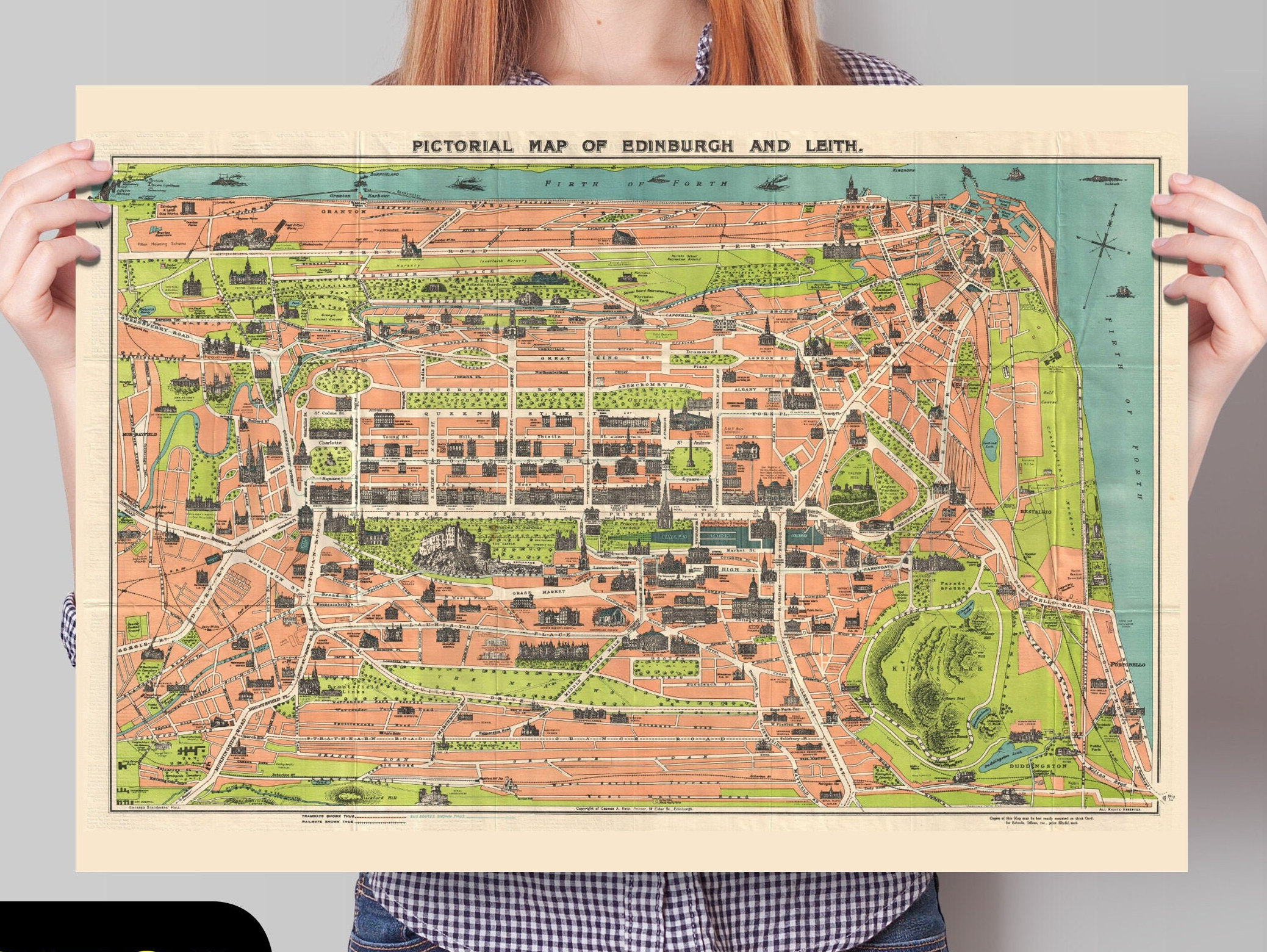 Edinburgh and Leith Vintage Map Pictorial Map of - Etsy UK