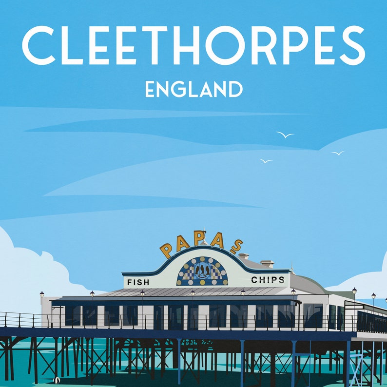 Cleethorpes Print - England Travel Poster - North East Lincolnshire ...