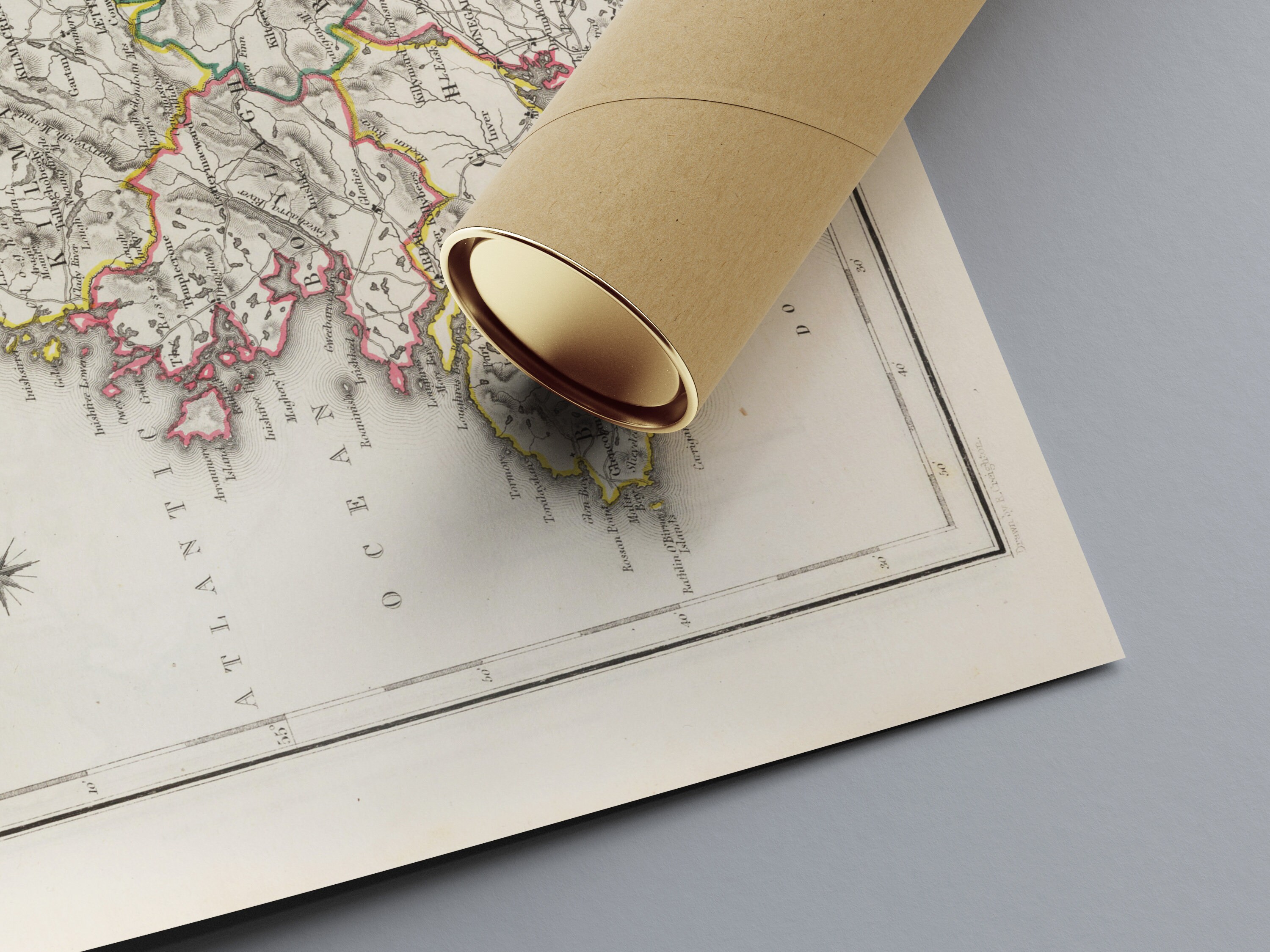 Donegal Map, Old Vintage Irish Print, Donegal County - Banagh - Tirhugh ...