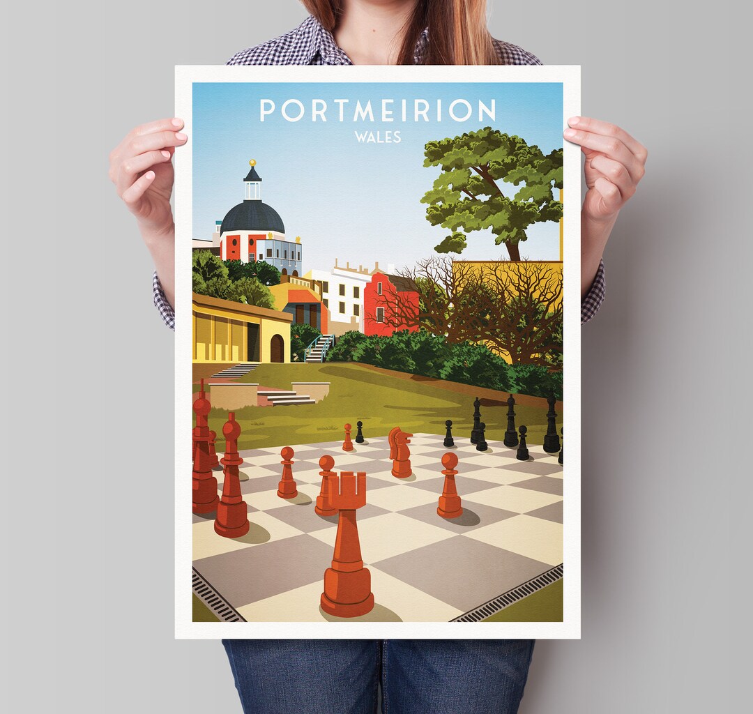 Portmeirion Print - Gwynedd North Wales, Seaside Poster, Welsh Travel ...