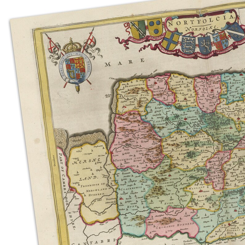 North Norfolk Map | Nortfolcia Norfolke | Old Antique Map | 1665 ...