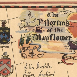 The Pilgrims of the Mayflower| Old Map of England and Holland| Vintage ...