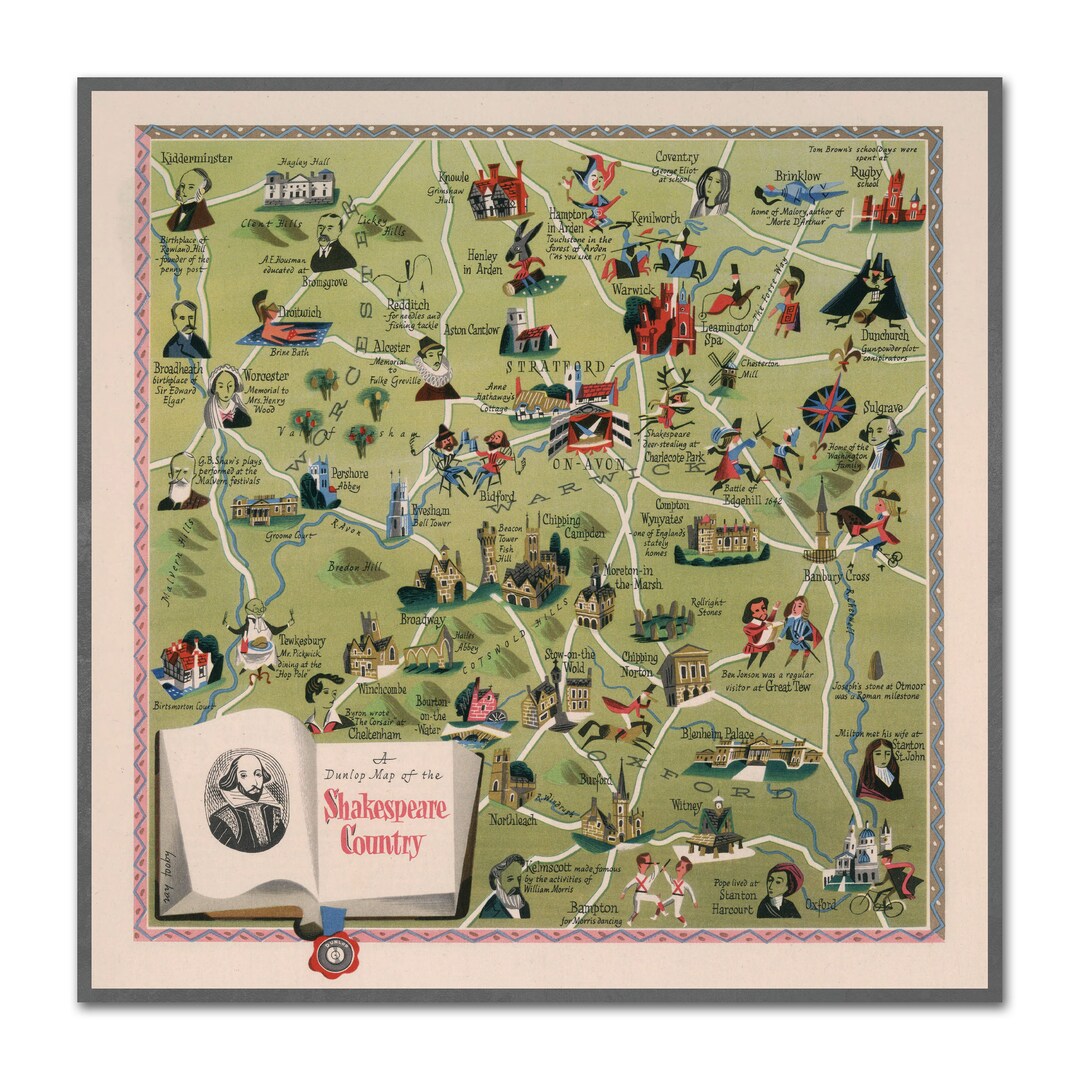 Map of the Shakespeare Country | A Dunlop Map of the Shakespeare ...
