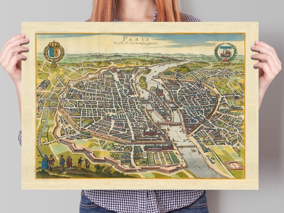 Old Map of Paris 1655 Map of Paris France by Caspar Merian | Etsy