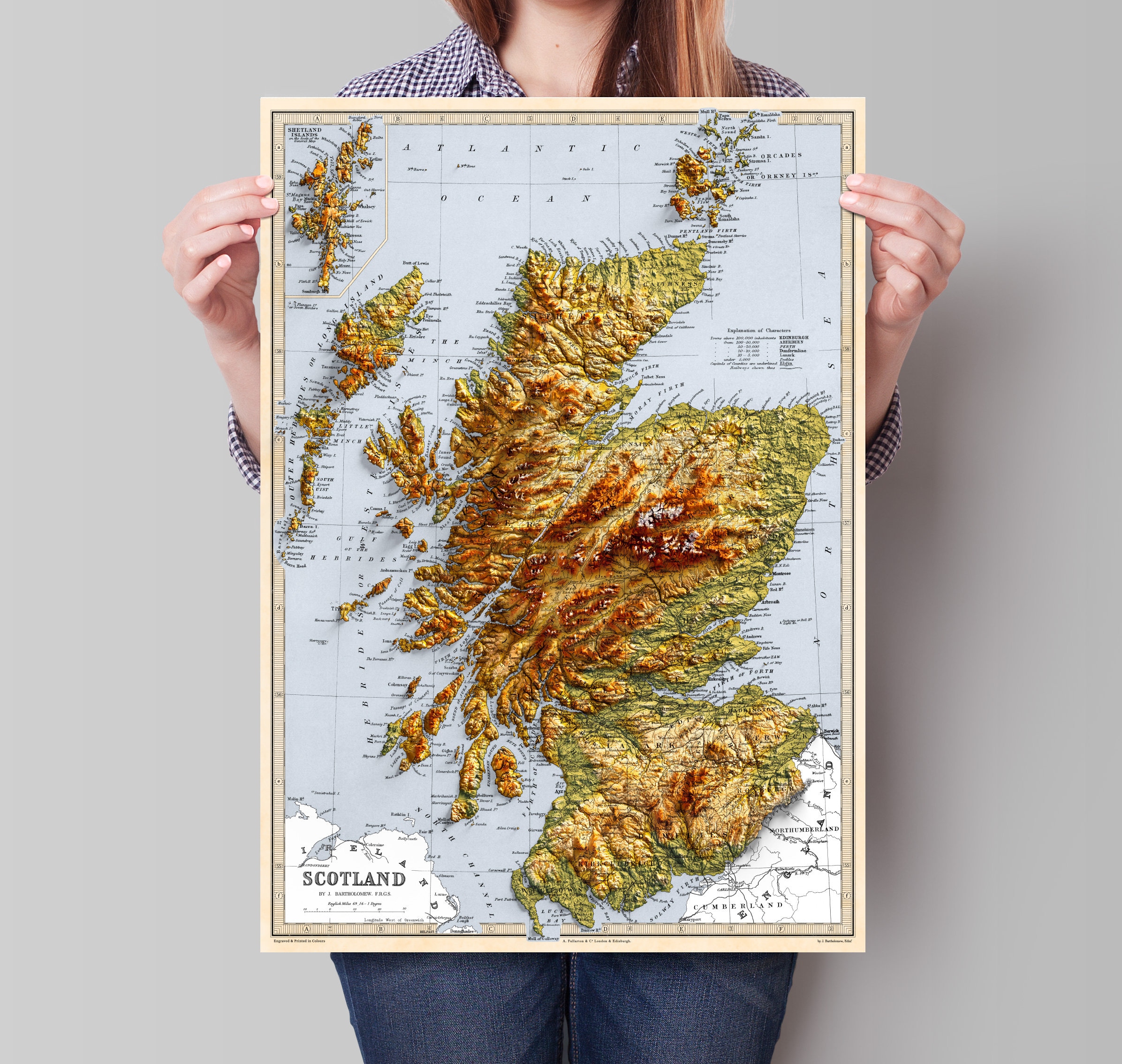 Vintage Map of Scotland Topographic Bartholomew Map Print - Etsy UK