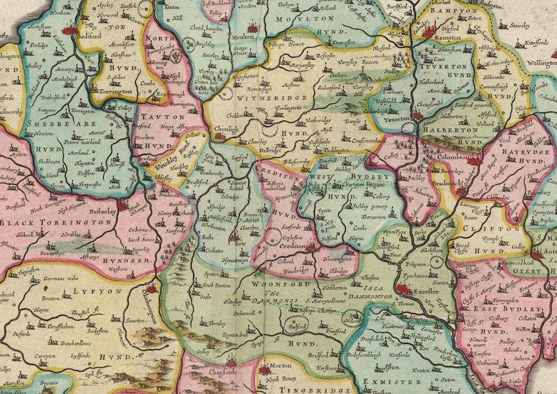 Old Devon Map Devonia Vulgo Devon-shire Ancient Map by J. | Etsy UK