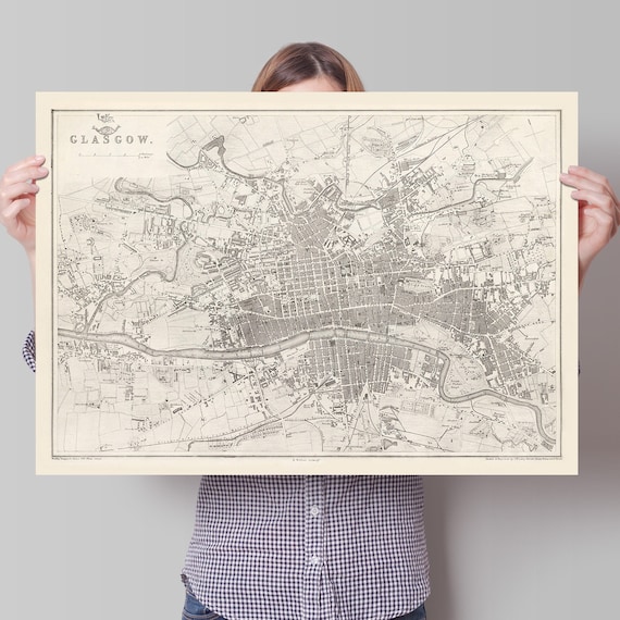 Glasgow Map 1863 Vintage Reproduction Print Old Scottish - Etsy
