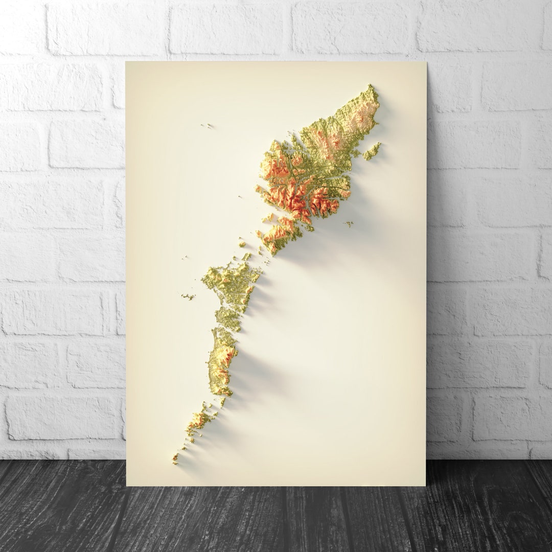 Outer Hebrides Art Relief Map - Harris and Lewis - 2D Print - Scotland ...