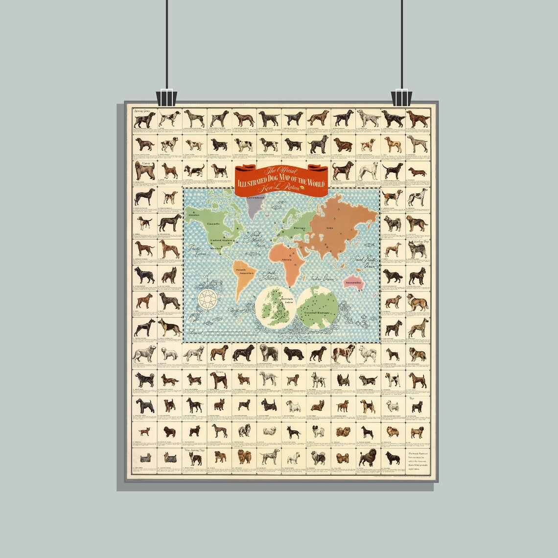 The Official Illustrated Dog Map of the World - Etsy