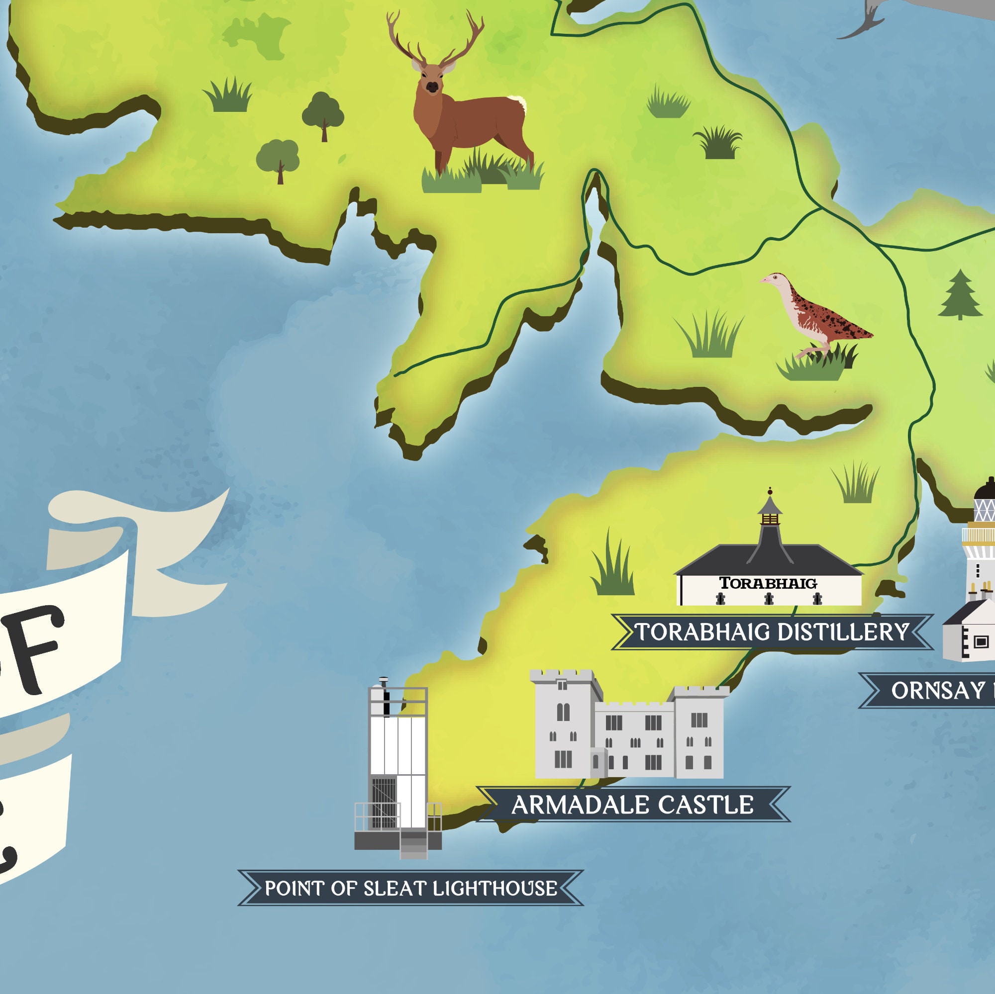 Isle of Skye Map | Pictorial Poster | Whisky Distilleries | Lighthouses ...