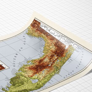 Florida Map - Vintage Style 1882 Elevation Map - 2D Print With 3D ...