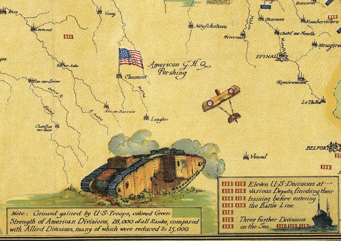 The Great War Map Historic WW1 War Poster Ernest Clegg | Etsy UK