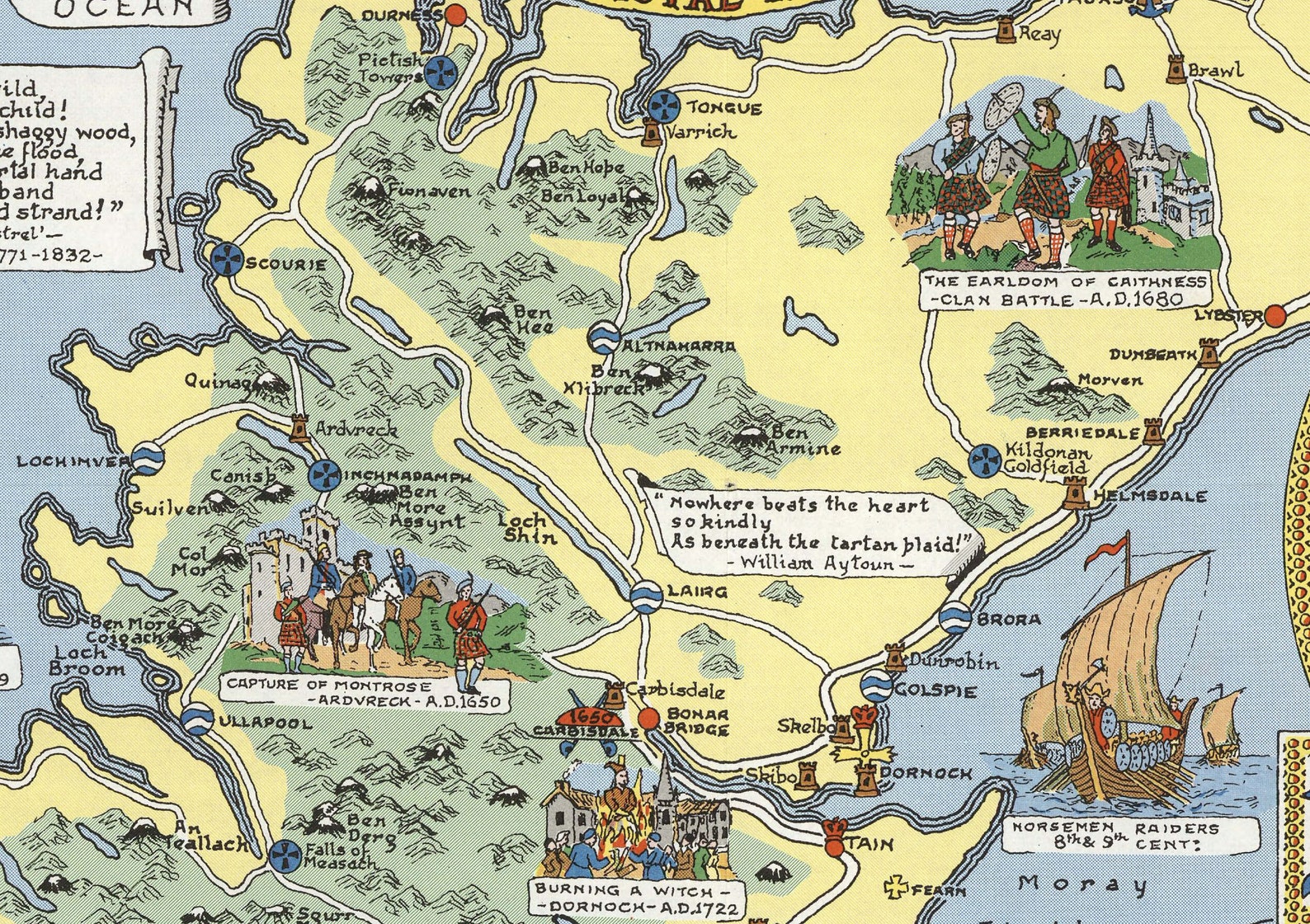 Historical Scotland Map Pictorial Scottish Map Large Map - Etsy UK