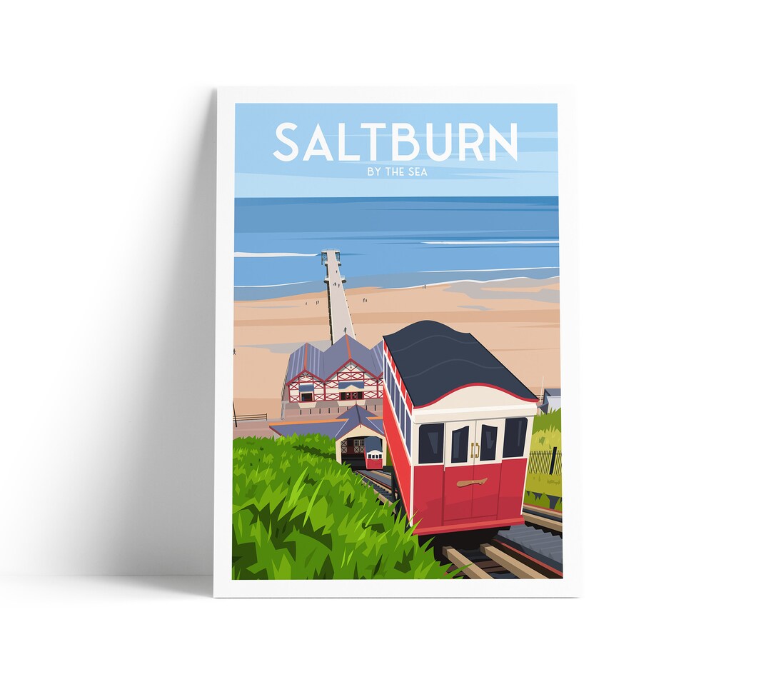 Saltburn by the Sea Print - England Travel Poster - Saltburn-by-the-sea ...