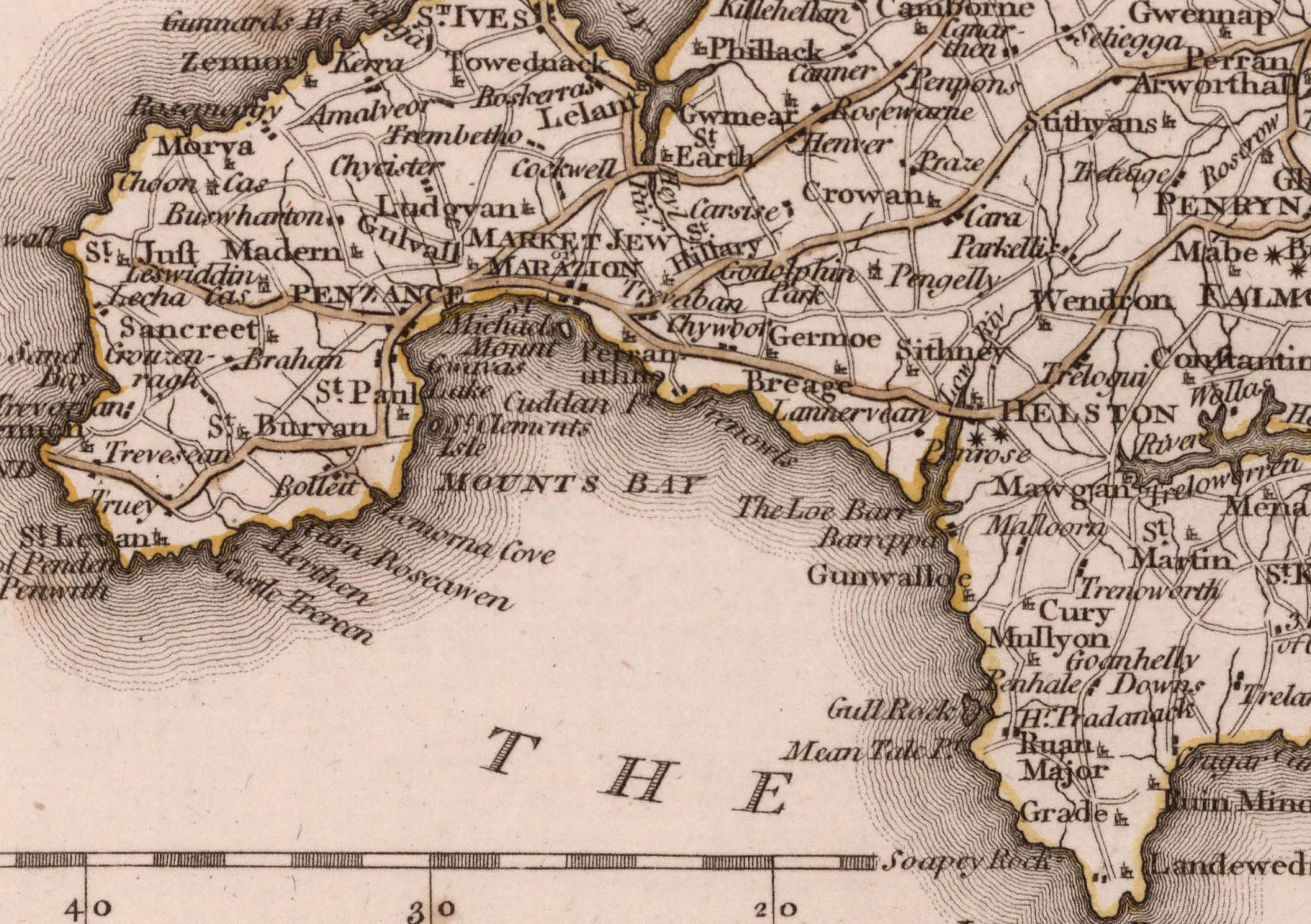 County Map of Cornwall Circa 1787 Vintage Antique Old Map | Etsy UK