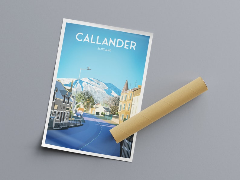 Callander Print - Scottish Travel Poster - River Teith - Perthshire ...