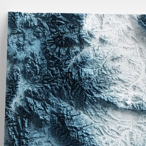 Wyoming Art Relief Map - 2D Print - USA Geology - 2D Shaded Relief Map ...