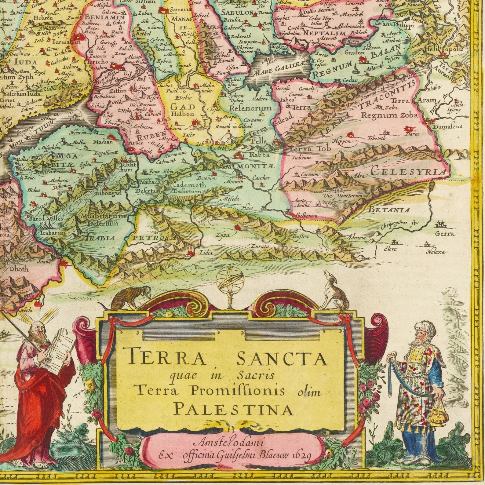 Old Map of Palestine Blaeu Print Terra Sancta Holy Land - Etsy UK