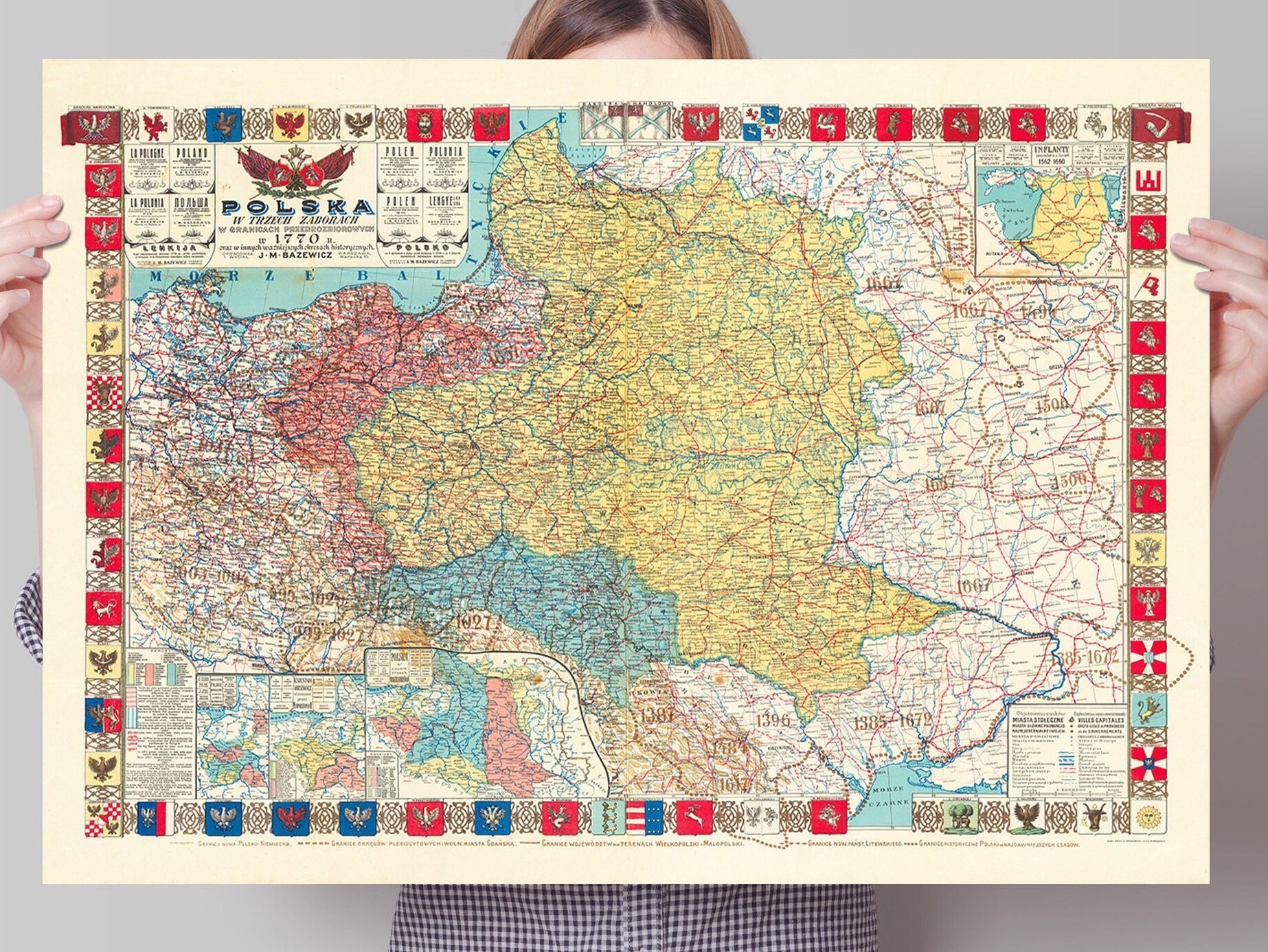 Old Pictorial Map of Poland 1922 Józef Michal Bazewicz - Etsy UK