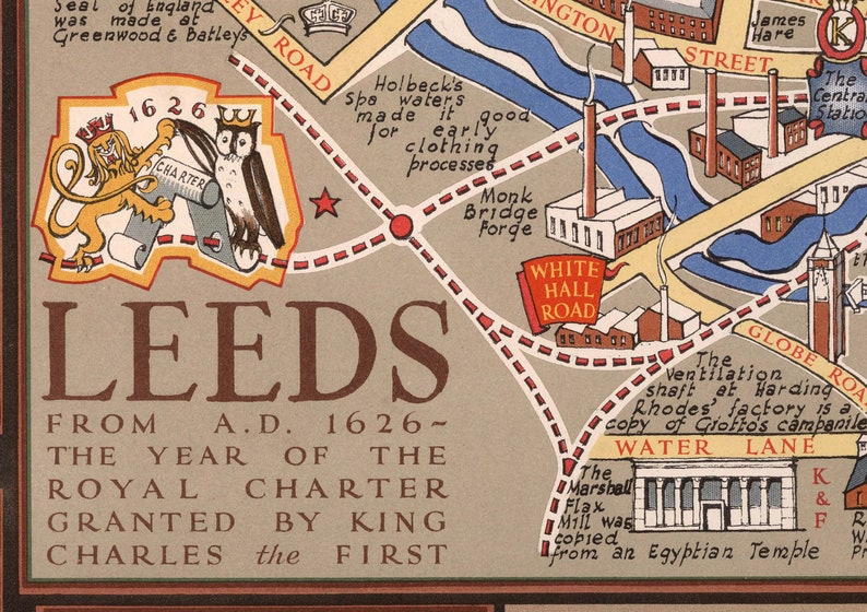 Leeds Map | Historical Pictorial Map : Leeds From A.D. 1626 - the Year ...