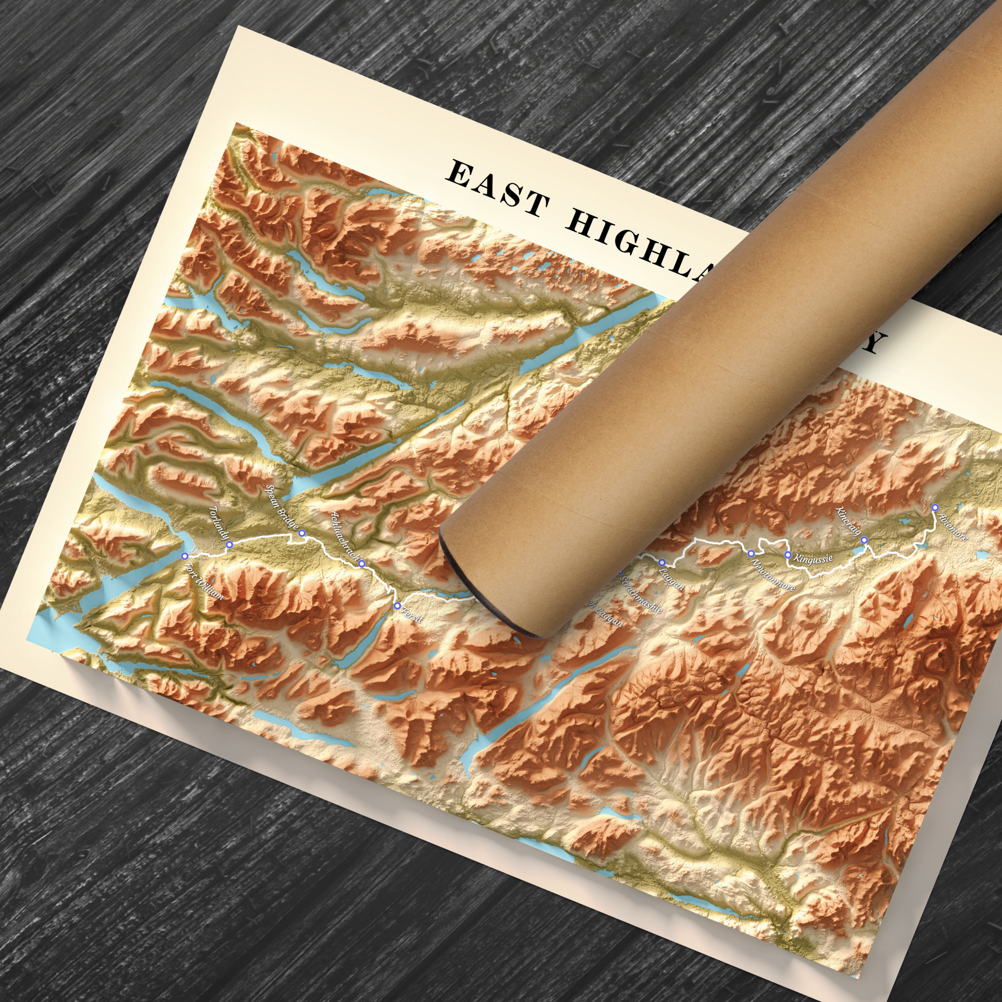 Topographic Map of the East Highland Way Walking Trail – Available in ...