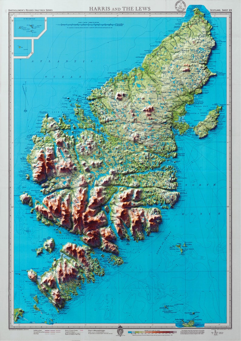 Map of Harris and Lewis 3D Effect Relief Edition Outer - Etsy UK